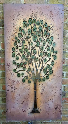 Rectangular Tree of Life Screen Wall Art Plaque Garden Décor