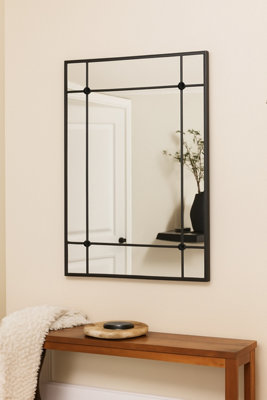 Rectangular Wall, Metal Window Mirror, Black, 70(W) x2(D) x100(H) cm