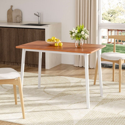 Rectangular Wooden 4 Seater Dining Table with White Legs Kitchen Table 108 x 65 x 73cm | DIY at B&Q