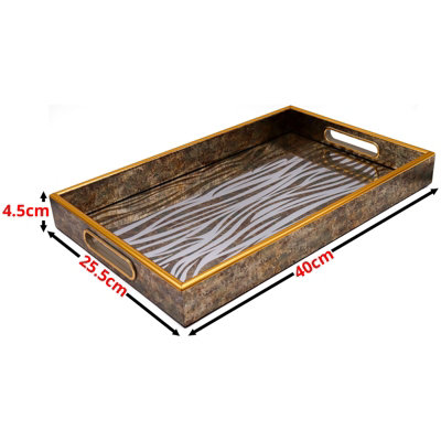 Rectangular Zebra Print Decorative Tray