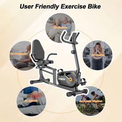 Recumbent Exercise Bike with LCD Monitor and Heart Rate Handle