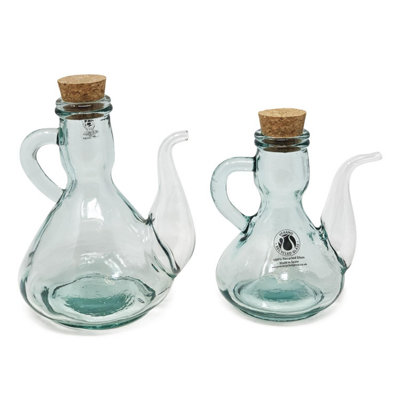 Buy Recycled Glass Clear Solid Kitchen Dining Mixed Set of 2 Cruets w ...
