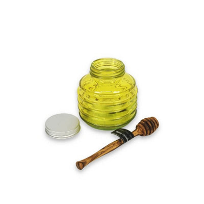Recycled Glass Lidded Honey Pot w/lid & Honey Drizzler Kitchen Dining ...