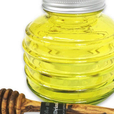 Recycled Glass Lidded Honey Pot w/lid & Honey Drizzler Kitchen Dining ...