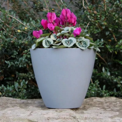 RECYCLED PLASTIC PLANTER POT - 12" SAVANNAH MATT GREY