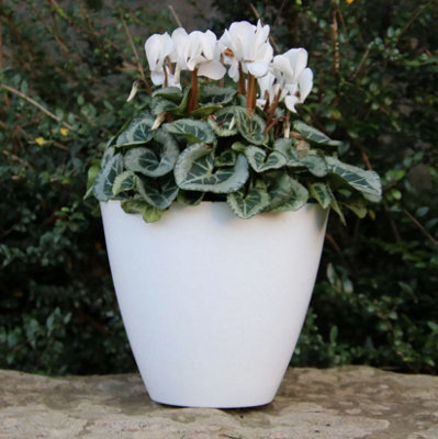 Recycled Plastic Planter Pot - 12" Savannah Matt White