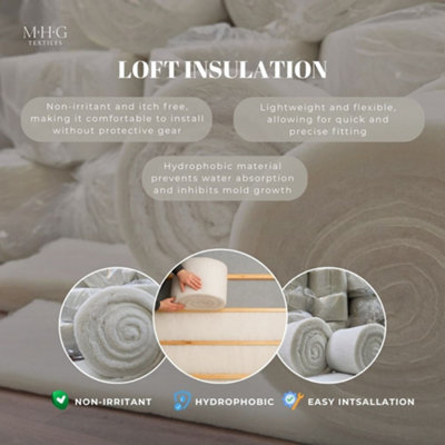Recycled Polyester Loft Insulation Roll - Thermal & Energy Efficient - (L)5m x (W)370mm x (T)50mm