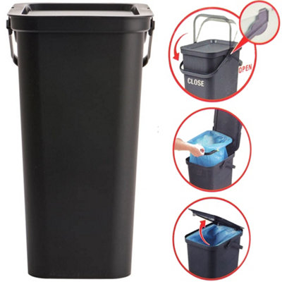 Recycling Bin with Handle 40L Plastic Slim Kitchen Bin with Lift Top ...