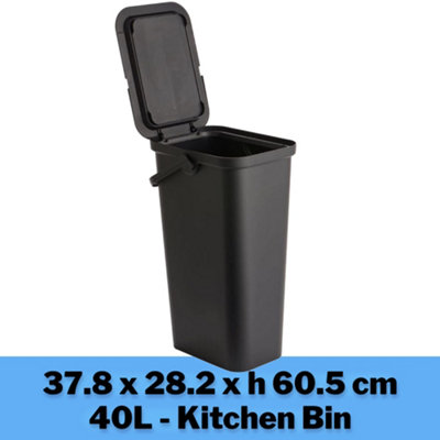Recycling Bin with Handle 40L Plastic Slim Kitchen Bin with Lift Top ...