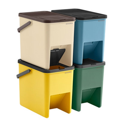 Recycling Bins For Kitchen, Set Of 4 Stackable Trash Bins, 20L Each ...