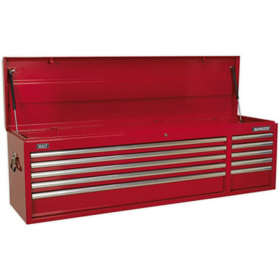 Buy Red 10 Drawer Tool Chest with Lockable Storage - 1655 x 435 x 495mm ...