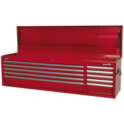 Buy Red 10 Drawer Tool Chest with Lockable Storage - 1655 x 435 x 495mm ...