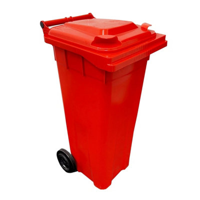 Red 140L Compact Sized Waste Recycling Wheelie Bins With Strong Rubber ...