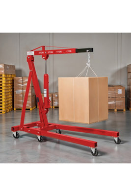 Red 2 Ton Folding Hydraulic Engine Hoist with Lever Folding Engine Shop ...