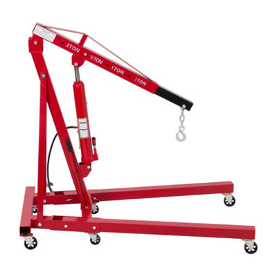 Red 2 Ton Folding Hydraulic Engine Hoist with Lever Folding Engine Shop ...
