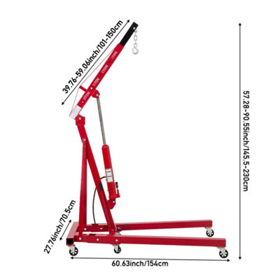 Red 2 Ton Folding Hydraulic Engine Hoist with Lever Folding Engine Shop ...