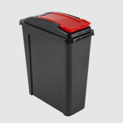 Red 25L Slimline Kitchen Bin Wham Recycling Rubbish Waste Dustbin Flip ...