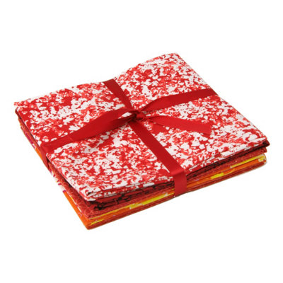 Red and Orange Floral Themed Pack of 5 Cotton Fat Quarters Sewing ...