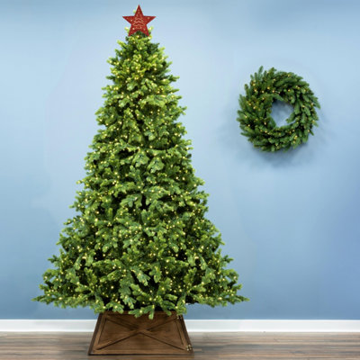 Red Battery-Powered Star Tree Topper - Tree & Stars Scene