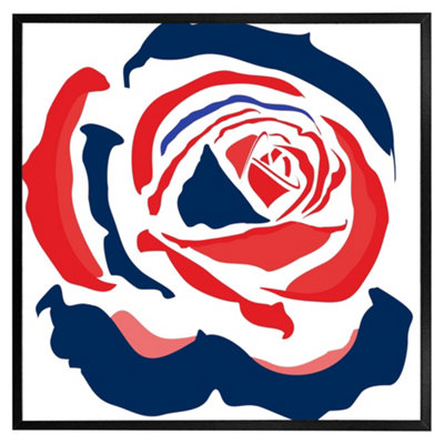 Red & blue rose print (Picutre Frame) / 24x24" / Brown | DIY at B&Q