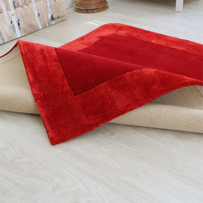 Red Bordered Modern Wool Handmade Rug For Dining Room Bedroom & Living ...