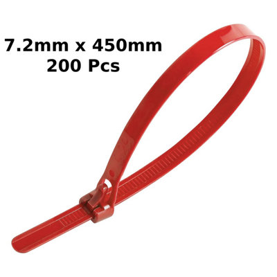 Red Cable tie (L)450mm, Pack of 200 Adjustable Wrap Reusable Zip Ties