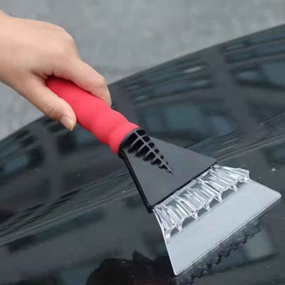 Red Car Ice Scraper & Snow Brush Windshield Shovel & Winter Snow Remover