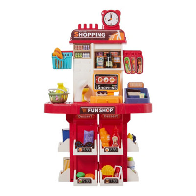 Red Children Pretend Supermarket Shopping Playset with 38-Piece Toy ...