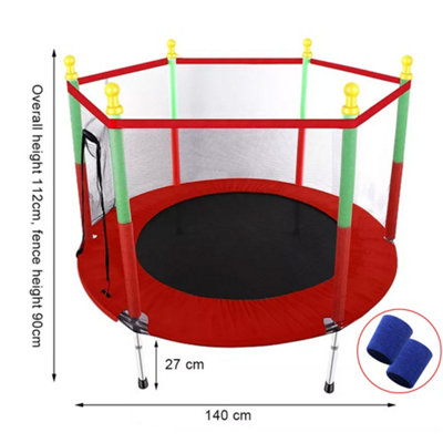 Red color 5FT Kid Trampoline With Safety Net Enclosure Children Outdoor ...