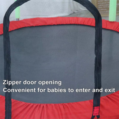 Red color 5FT Kid Trampoline With Safety Net Enclosure Children Outdoor ...
