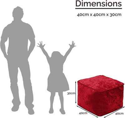 Red Crushed Velvet Bean Bag Pouffe Foot Rest