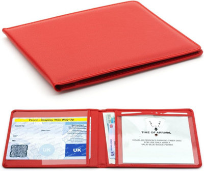 Red Disabled Badge Holder for Car Blue Badge Parking Permit Wallet ...