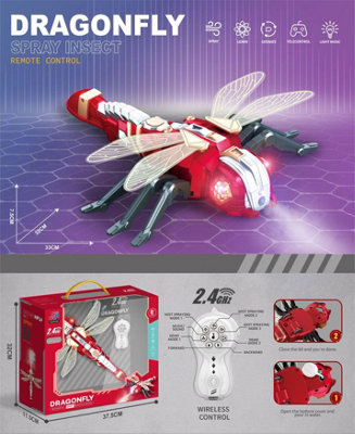 Red Dragonfly Remote Control Spray Bee Spider Toy