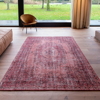 Red Flatweave Floral Traditional Rug For Dining Room Bedroom & Living ...