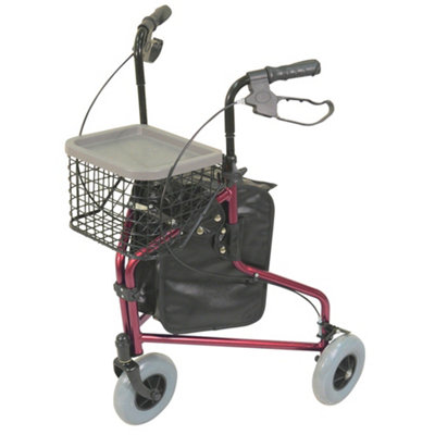 Red Foldable Aluminium Tri-Walker - Bag AND Basket Included - 132kg ...