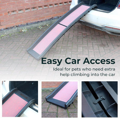 Red Foldable Pet Ramp, Lightweight Antislip Plastic Dog Car Ramp ...
