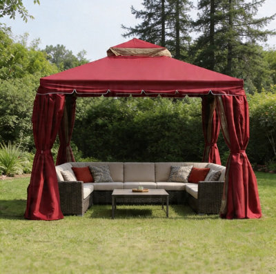 Red Gazebo with Nets Aluminium Frame and Powder coated Steel Roof,3x4x2 ...