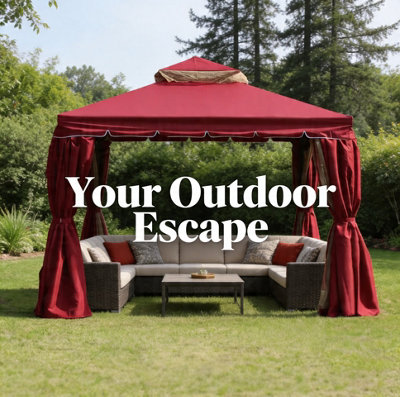 Red Gazebo with Nets Aluminium Frame and Powder coated Steel Roof,3x4x2.75m