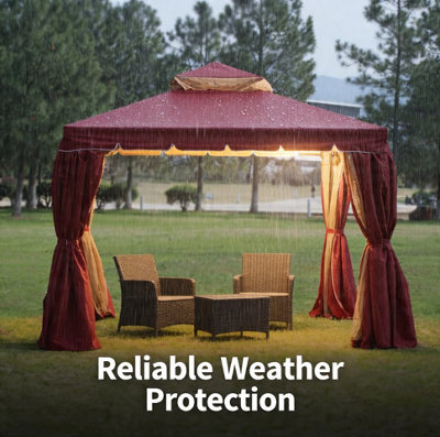 Red Gazebo with Nets Aluminium Frame and Powder coated Steel Roof,3x4x2.75m