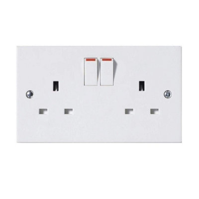 RED/GREY 10 X WHITE DOUBLE WALL SOCKETS 2 GANG SQUARE EDGE ELECTRIC ...