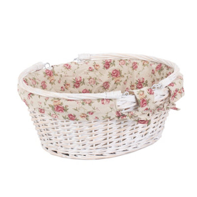 Red Hamper C105R Wicker Large White Swing Handle Shopper with Garden ...