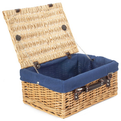 Red Hamper EH006N Wicker 40 cm Buff Empty Hamper With Navy Blue Lining ...