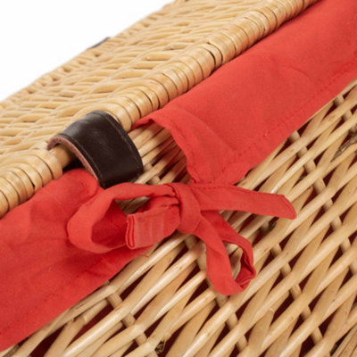 Red Hamper EH009R Wicker 46cm Buff Picnic Basket with Red Lining