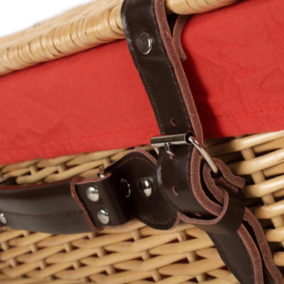 Red Hamper EH009R Wicker 46cm Buff Picnic Basket with Red Lining
