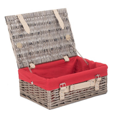 Red Hamper EH034R Wicker 36cm Antique Wash Picnic Basket with Red ...