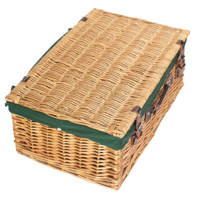 Red Hamper EH058G Wicker 55cm Buff Picnic Basket with Green Lining