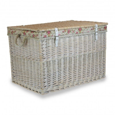 Red Hamper EH067R Wicker Large White Wash Storage Hamper With Garden ...