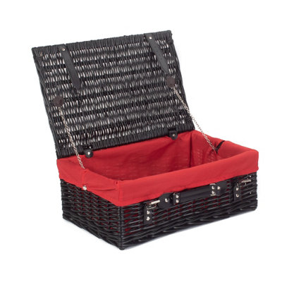 Red Hamper EH073R Wicker 46cm Empty Black Willow Picnic Basket With Red ...