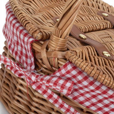 Red Hamper EH103red Wicker Childs Light Steamed Finish Red Check Oval ...