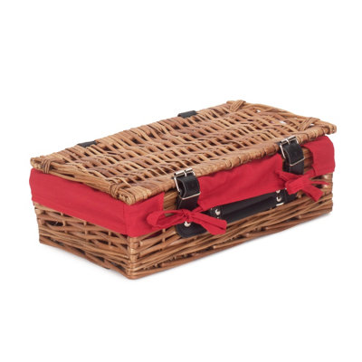 Red Hamper EH109R Wicker Small Packaging Hamper Red Lining